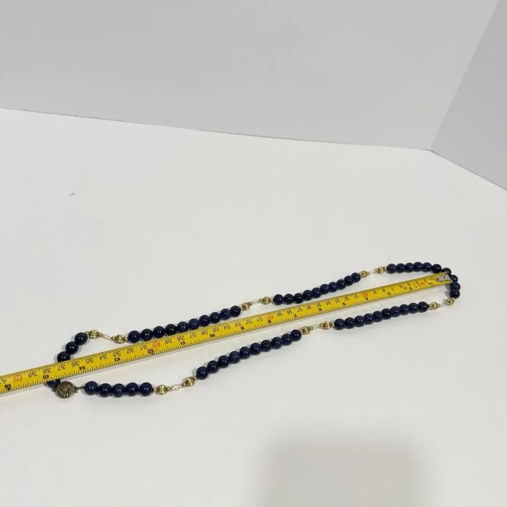 Unbranded | Jewelry | Vintage Lapis Lazuli Rice Pearl Necklace Sterling ...